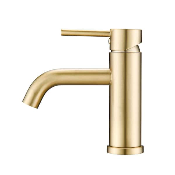 Bathroom Faucet Single Hole Modern Bathroom Sink Faucet Vanity in Brushed Gold AC-07 - The Home ...