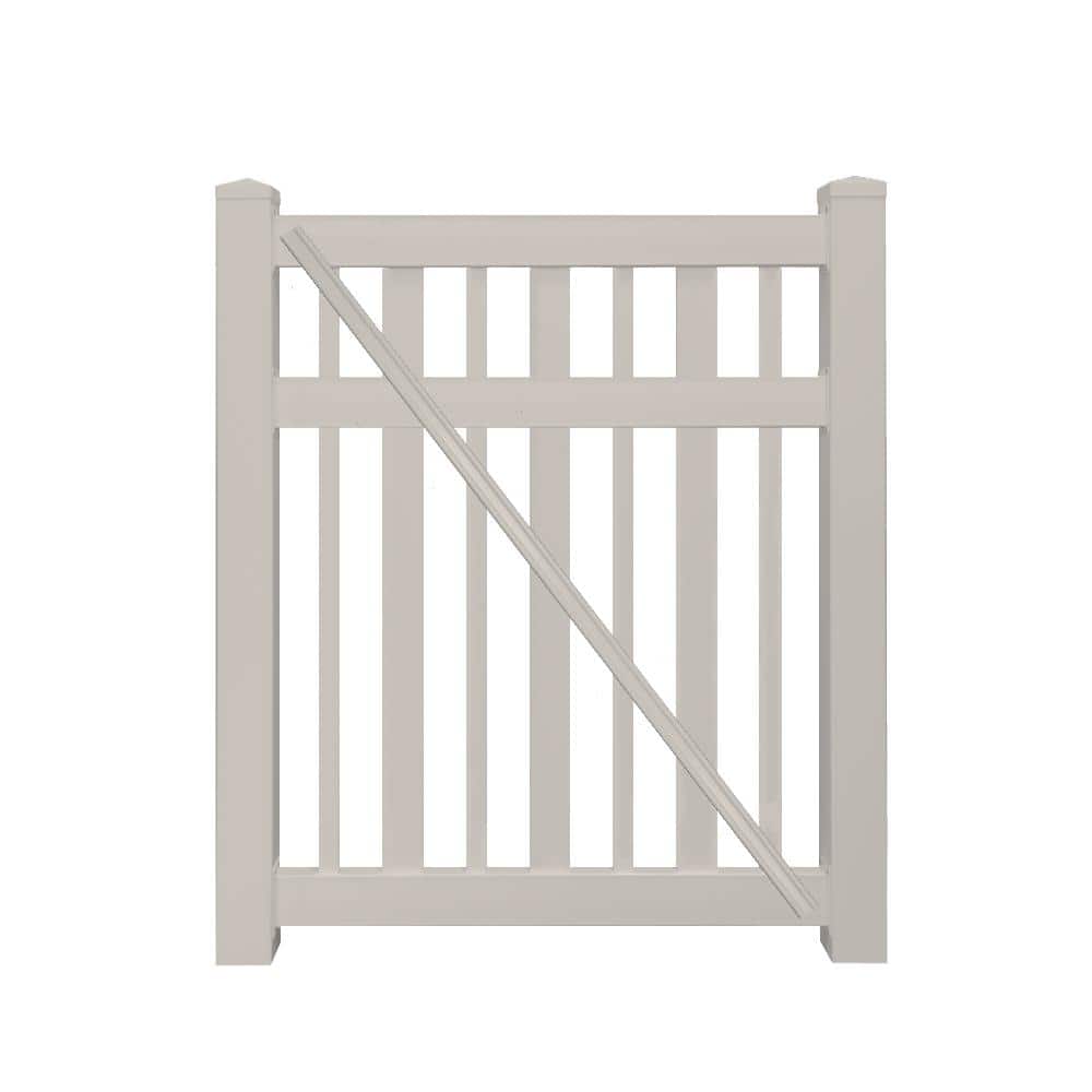 Weatherables Atlantis 4.5 ft. W x 5 ft. H Tan Vinyl Pool Fence Gate ...