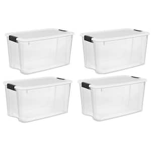Sterilite 30 Qt. Ultra Latch Storage Box with White Lid and Clear Base ...