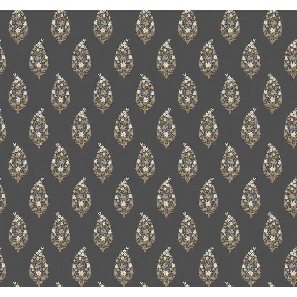RIFLE PAPER CO. Paisley Black Metallic Paper Non-Pasted Wallpaper ...