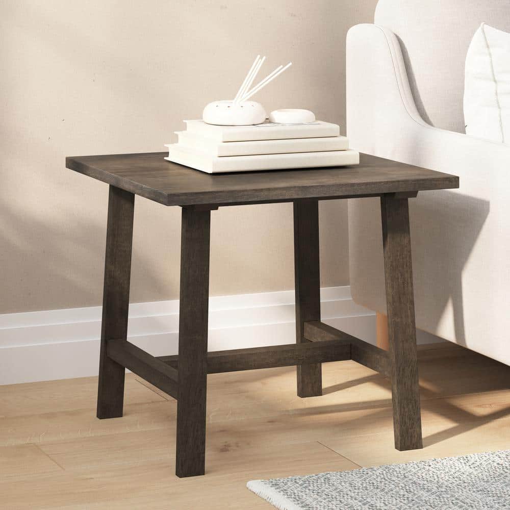 TAYLOR + LOGAN 22 in. Dark Gray Square Wood End Table EN-527726-TAYLH ...