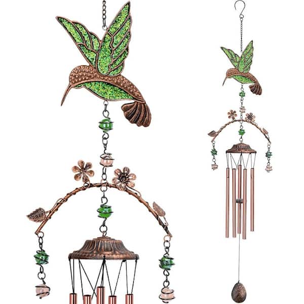 34 in. Hummingbird Wind Chimes for Outside Deep Tone, Aluminum Wind ...