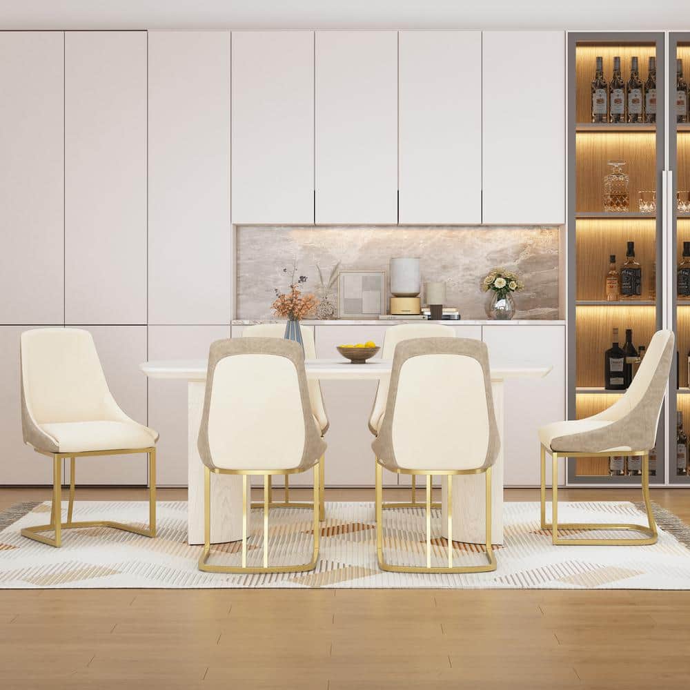 Boyel Living 7-Piece White MDF Counter Top Dining Table Set Seats 6 (1 ...