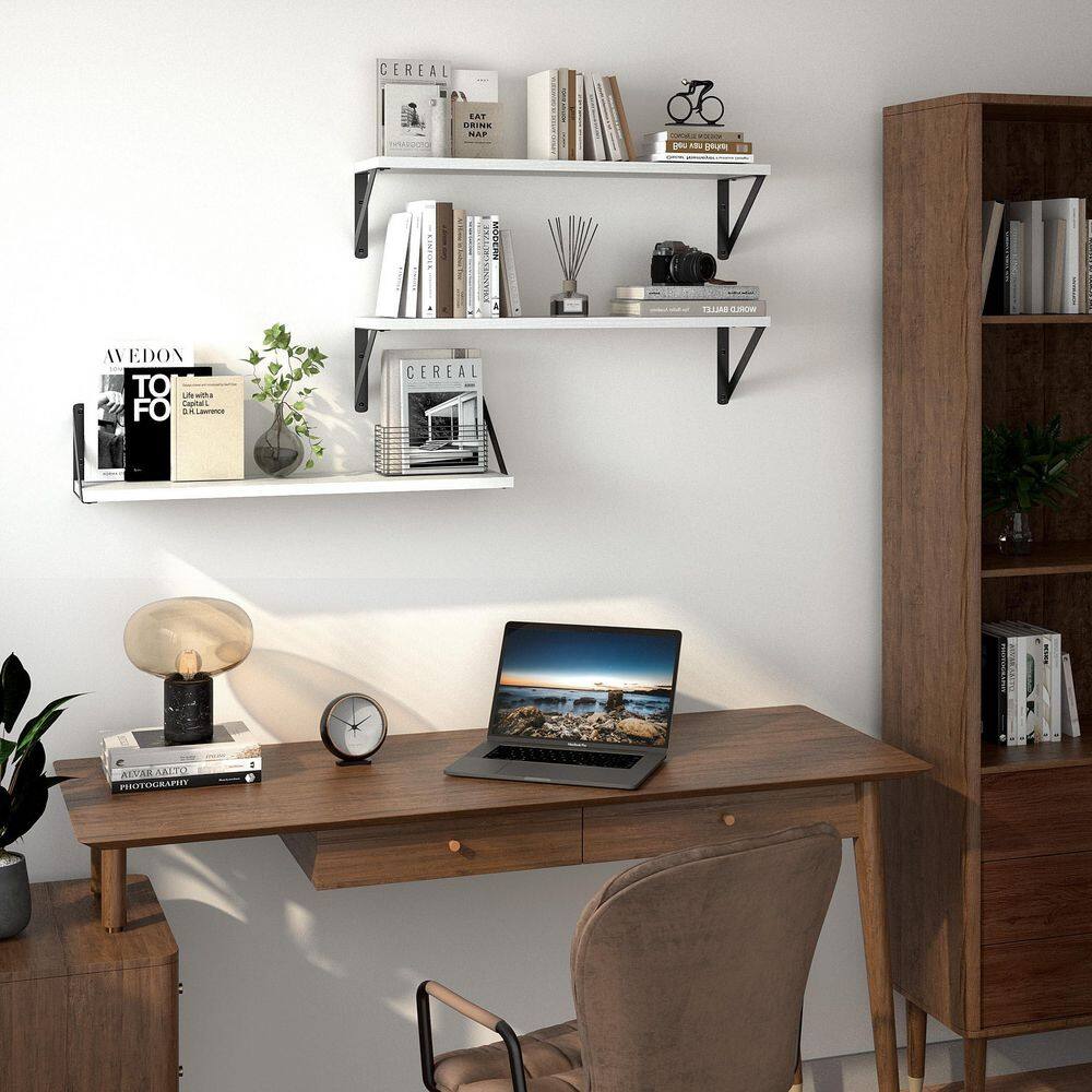 24 in W x 6 in D Set of 3 Decorative Wall Shelf Floating Shelves for ...