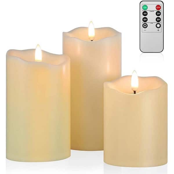 Ivory Battery Powered Unscented Plastic LED Candles Candle (Set of 3 ...
