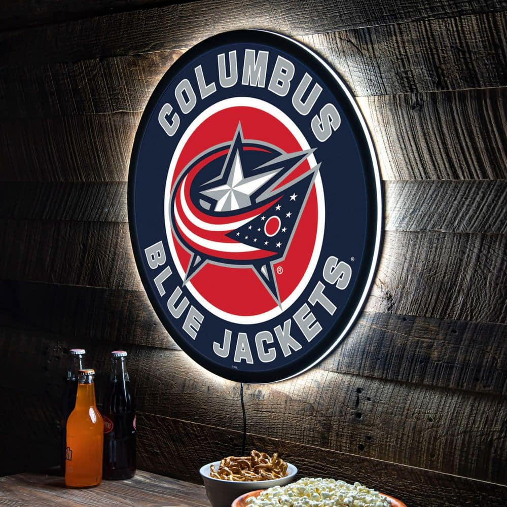 Evergreen Columbus Blue Jackets Round 23 in. Plug-in LED Lighted Sign ...