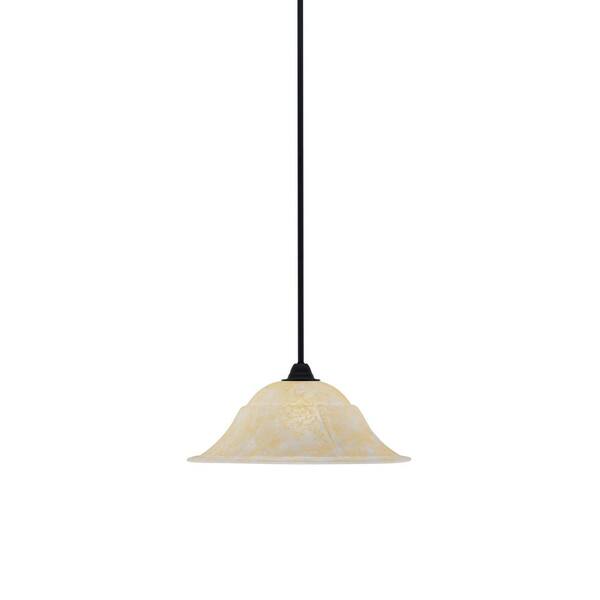 Madison 100-Watt 1-Light Matte Black Shaded Pendant Light with 16 in ...