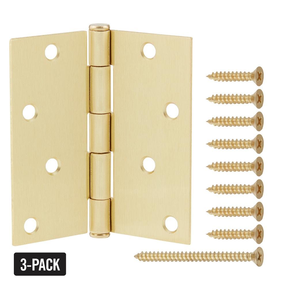 Reviews for Everbilt 3-Pack 4 in. Square Radius Satin Brass Squeak-Free ...