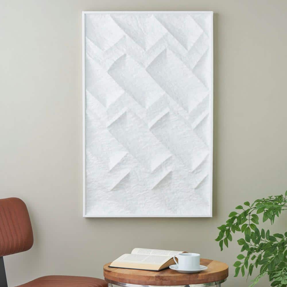 Litton Lane 23 in. x 36 in. Metal White Dimensional Geometric Wall ...