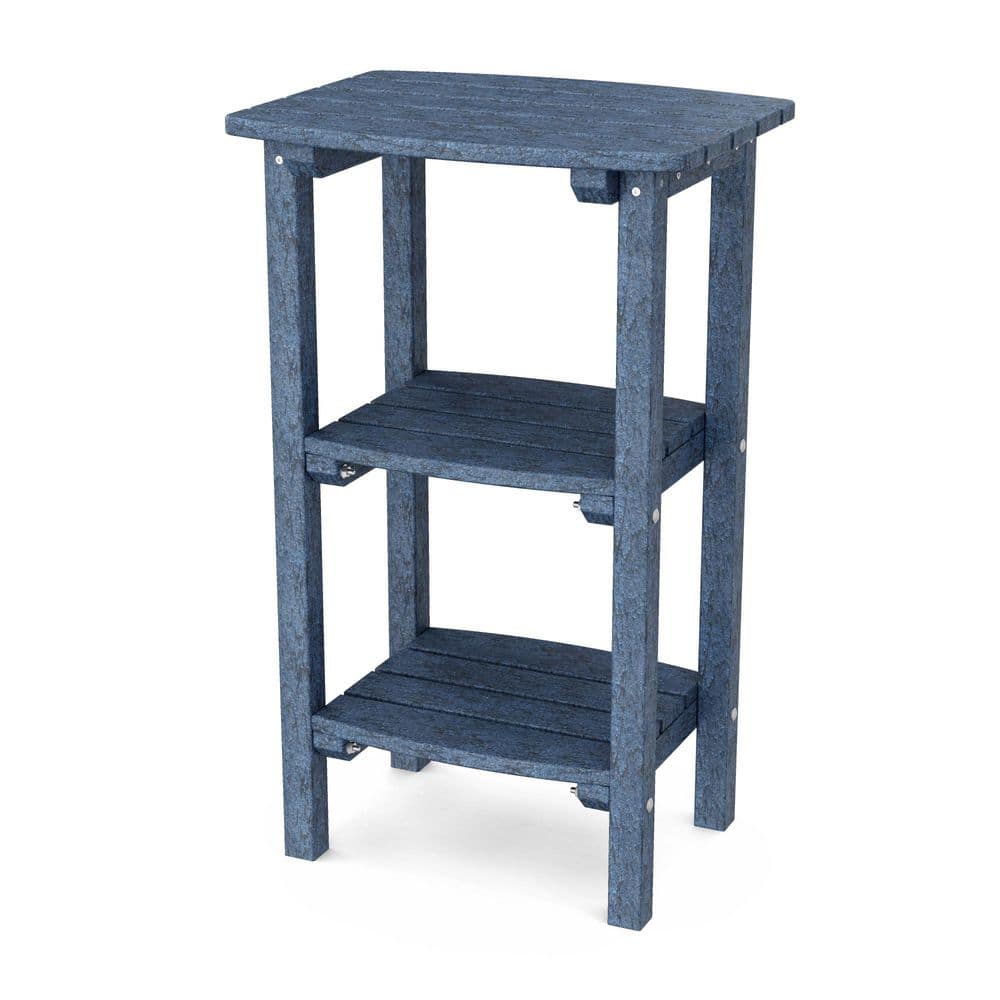 Wildridge Classic Patriot Blue HDPE Plastic Outdoor 3-Shelf Side Table ...