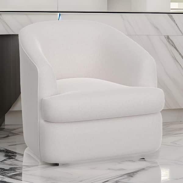 Benjara Lessy White Polyester Accent Chair with Swivel BM320839 - The ...