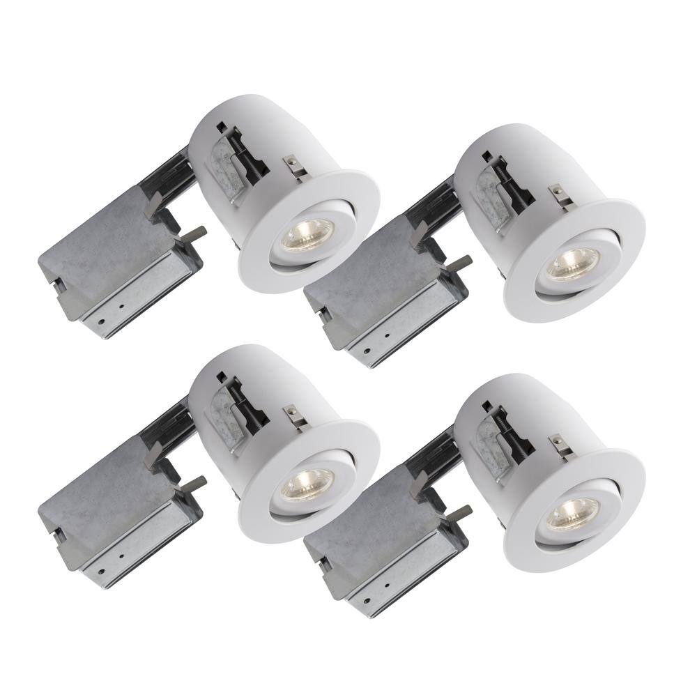4-in. White Recessed LED Lighting Kit with PAR20 Bulb Included (4-Pack ...