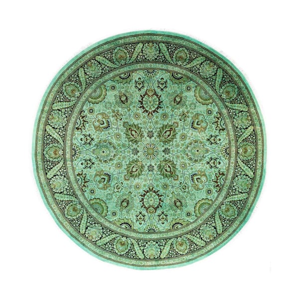 Chloe & Olivia Home Overdyed Green 9 ft. x 9 ft. Solid Wool Indoor Area ...