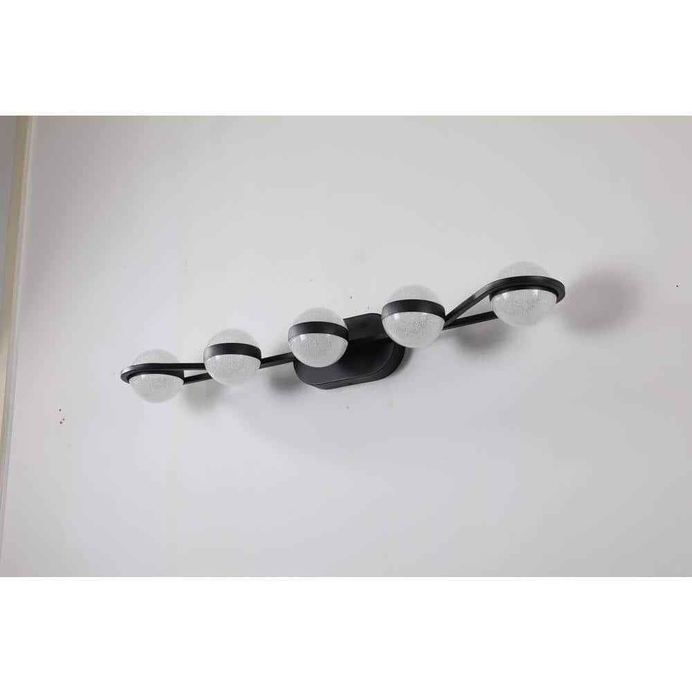 ANGELES HOME 35.4 in. 5 Bulb Black Gold Modern LED Vanity Light Bar ...