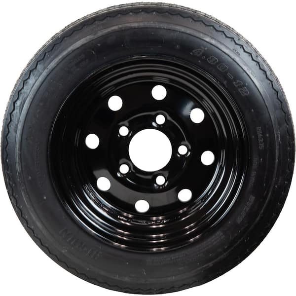 Hi-Run Bias Trailer Tire Assembly, 4.80-12 4PR ON 12X4 5LUG Black ...