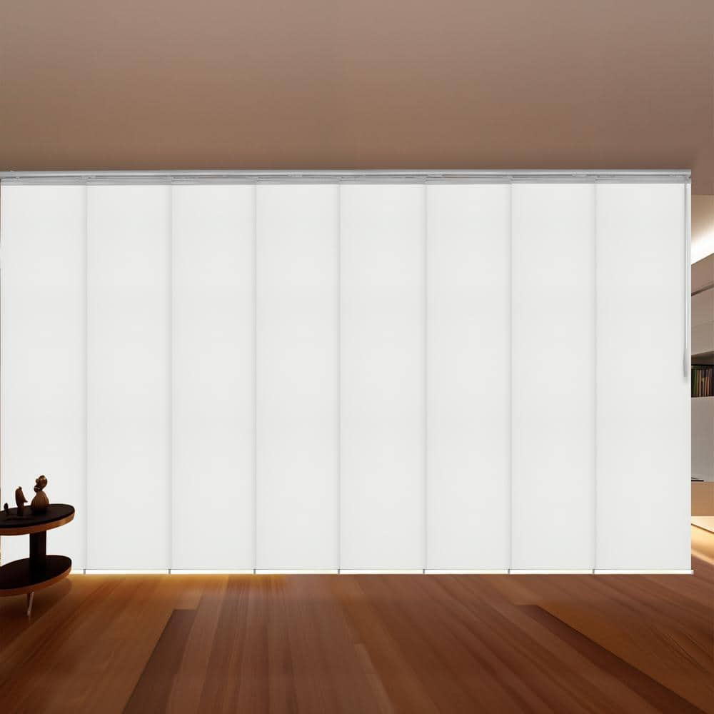EMOH Griege 130 in. - 175 in. W x 116 in. L Adjustable 8-Panel White ...