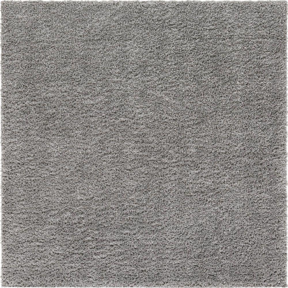 Unique Loom Davos Shag Sterling Gray 8 ft. x 8 ft. Square Area Rug ...