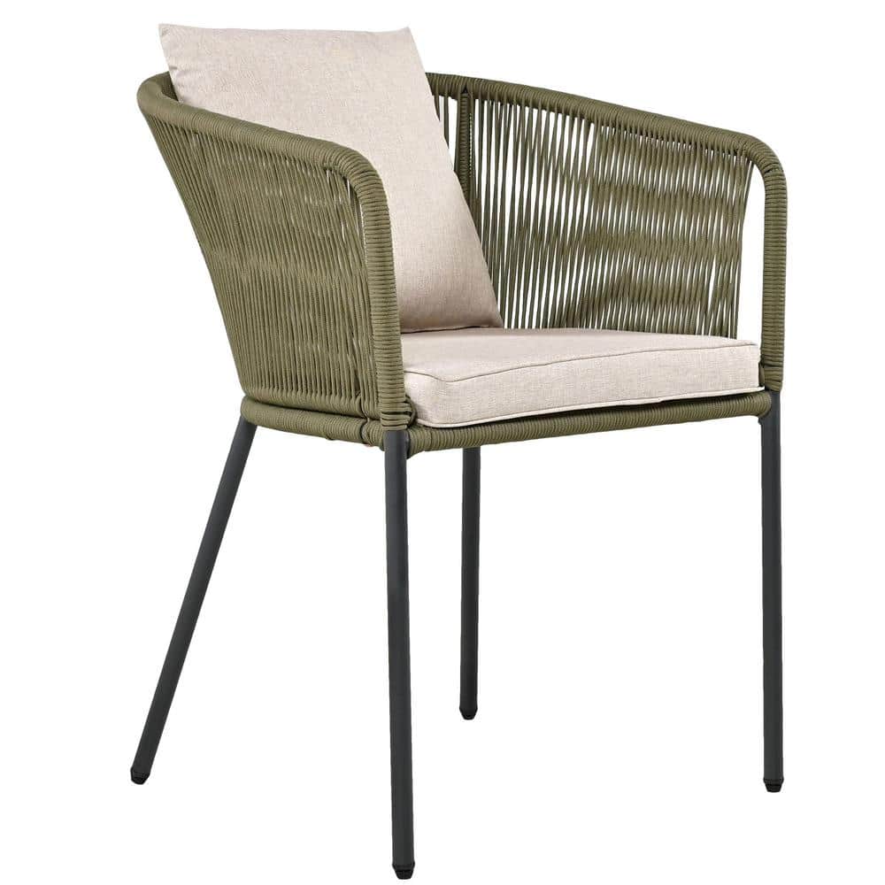 Runesay 7-Piece Wood Outdoor Dining Set with Beige Cushion, All-Weather ...