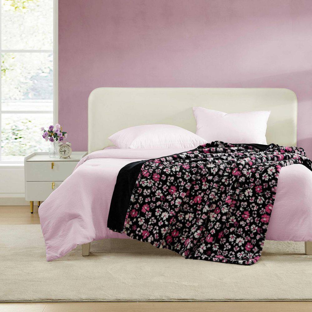 BETSEY JOHNSON Leopard Rosettes 1-Piece Black/Bright Pink Faux Rabbit ...