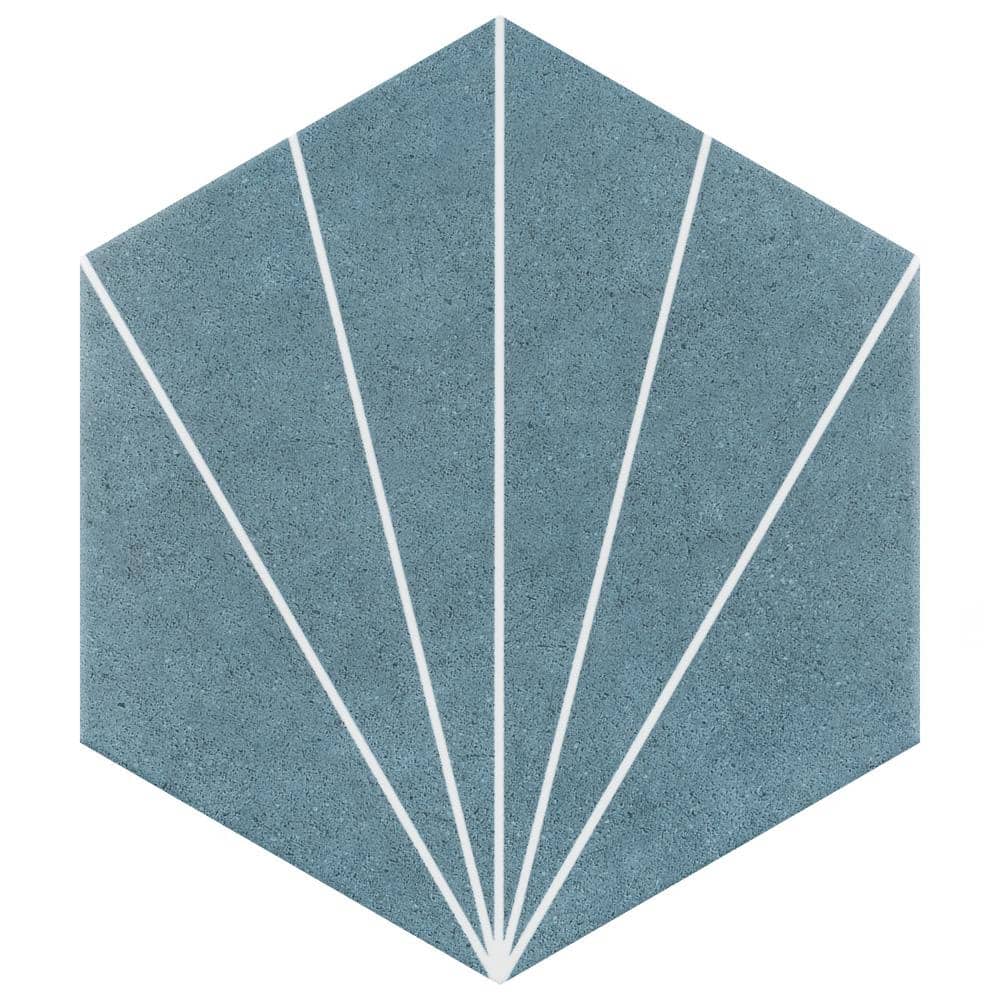 Merola Tile Aster Hex Azul 8-5/8 in. x 9-7/8 in. Porcelain Floor and ...