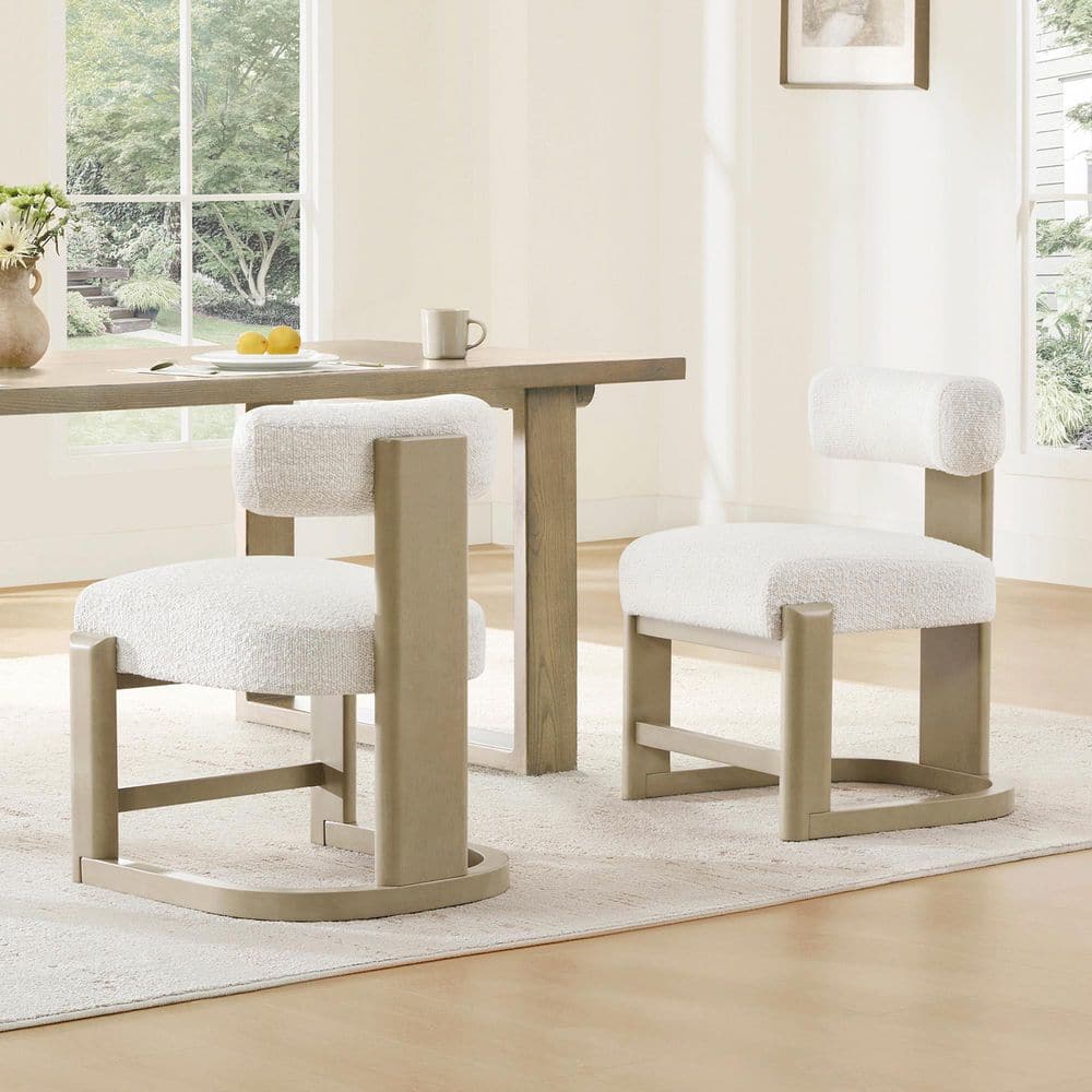 Spruce & Spring Tova Pearl/Gray Fabric Armless Dinning Chairs with ...