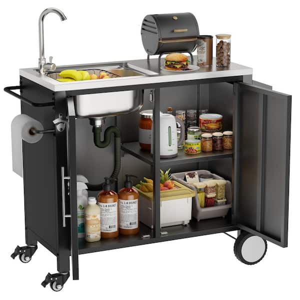 38 in. 304 Stainless Steel Built-In Outdoor Kitchen Grill Cart with ...