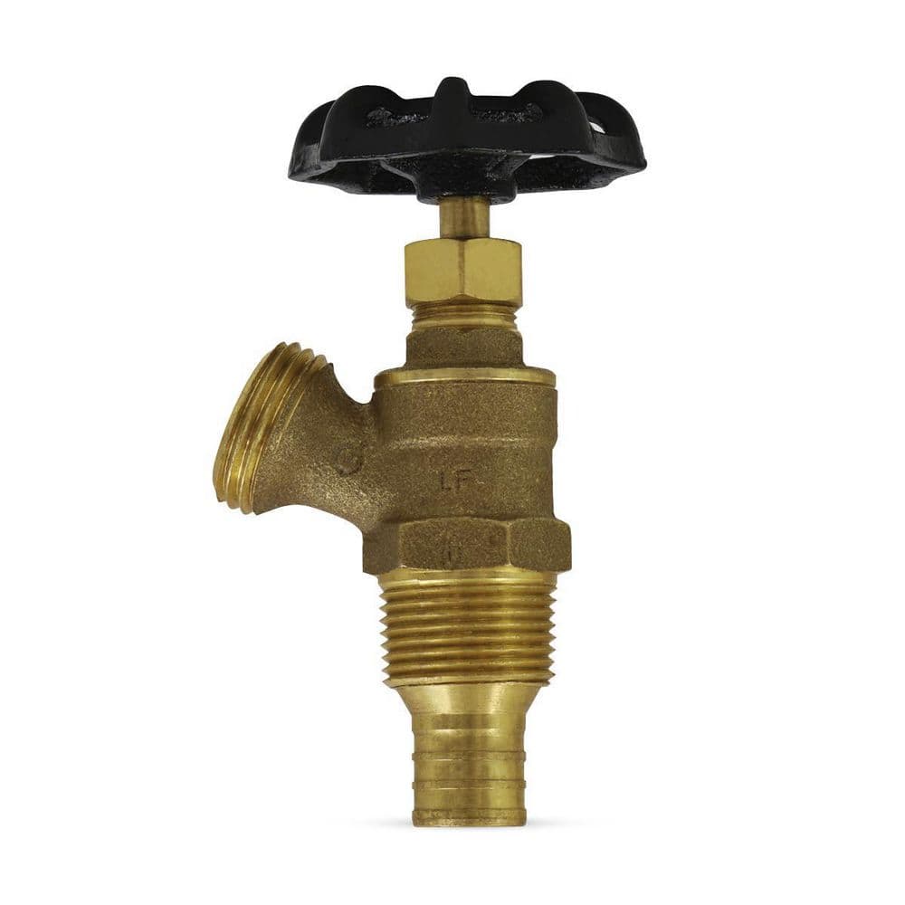 PLUMBFLEX 3/4 in. Brass PEX Crimp Inlet x Male Hose Outlet Boiler Drain ...