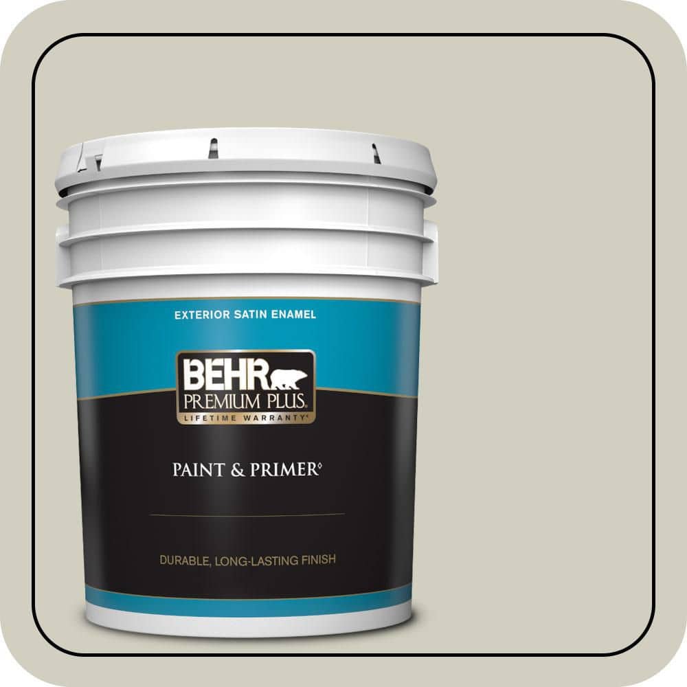 BEHR PREMIUM PLUS 5 gal. #N350-2 Sawgrass Satin Enamel Exterior Paint ...