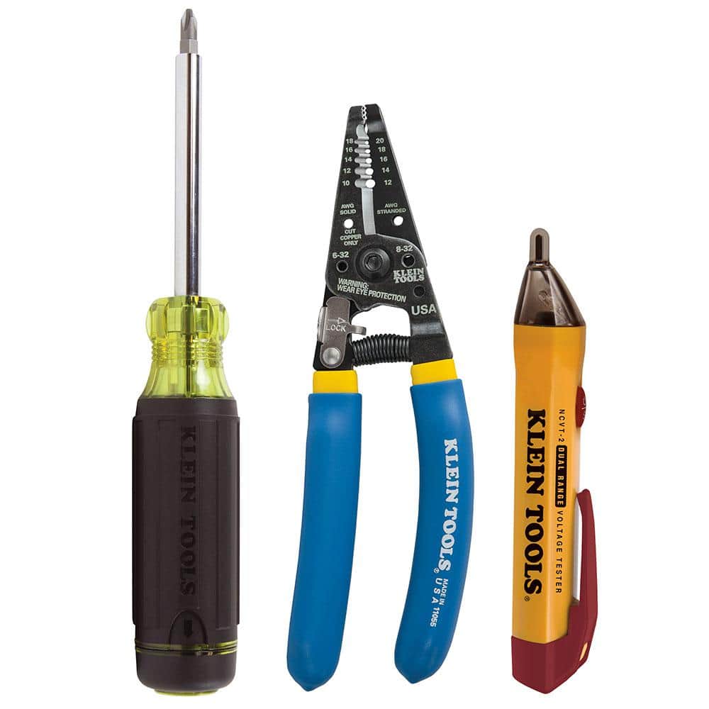Klein Tools 3-Piece Wire Stripper, Voltage Tester and 15-in-1 HVAC ...