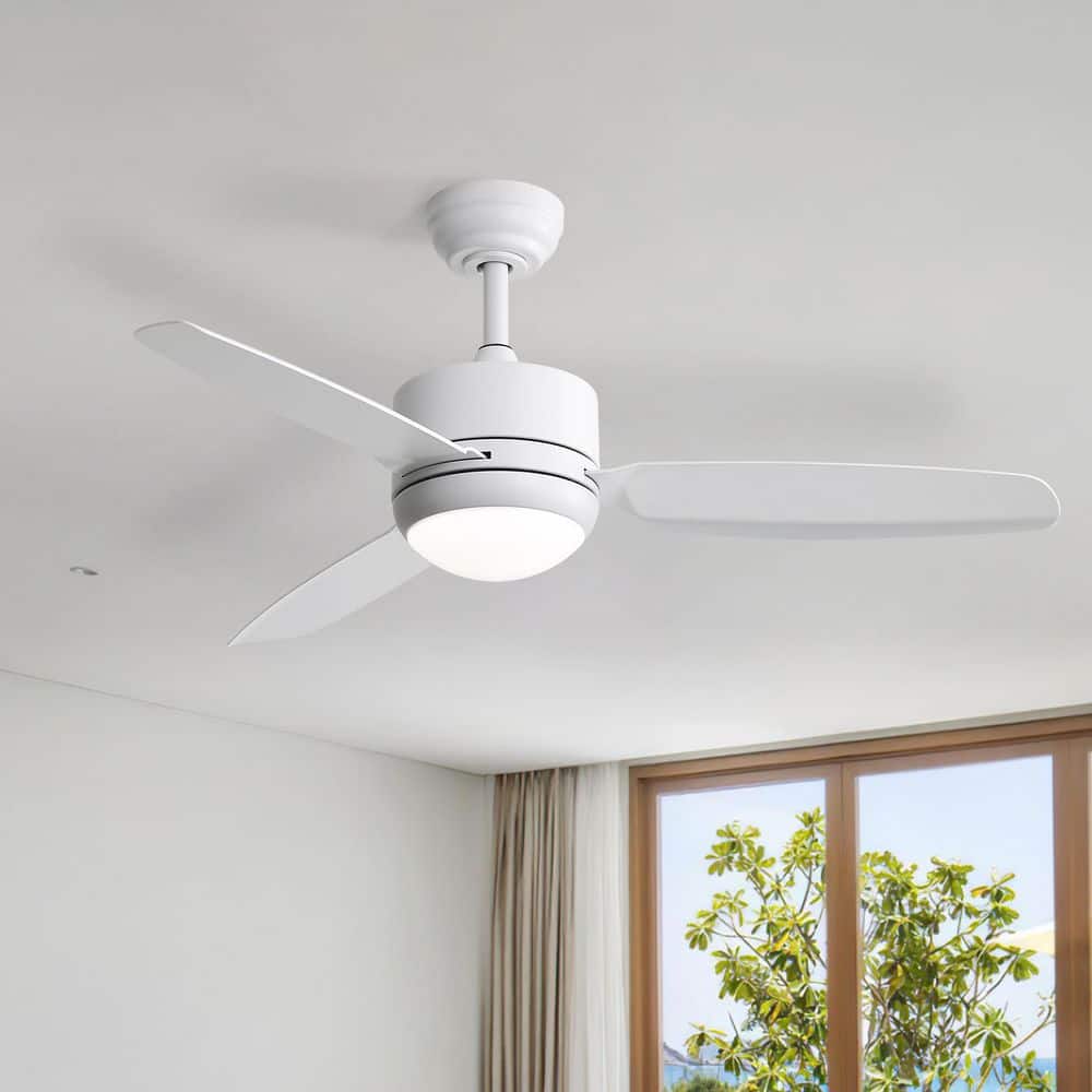 Sofucor 46 in. Indoor/Outdoor Modern White Ceiling Fans with Dimmable ...