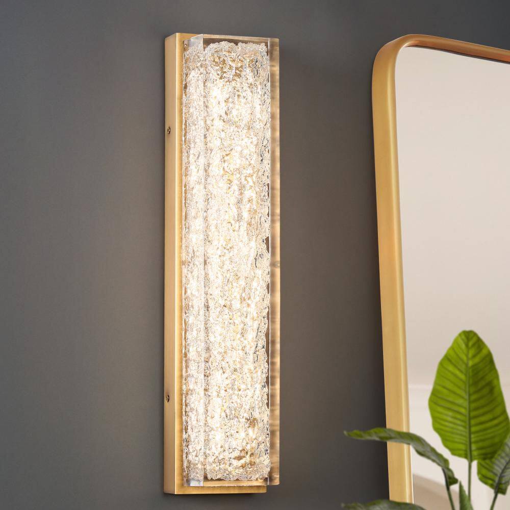 Zevni Modern 1-Light 20 in. H Plated Brass Integrated LED Wall Sconce ...