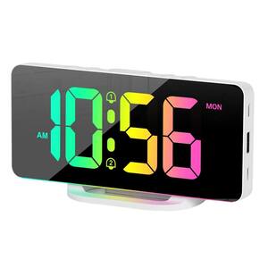Afoxsos White Case-Red Led Digital Plastic Portable Desk Clock, Alarm ...