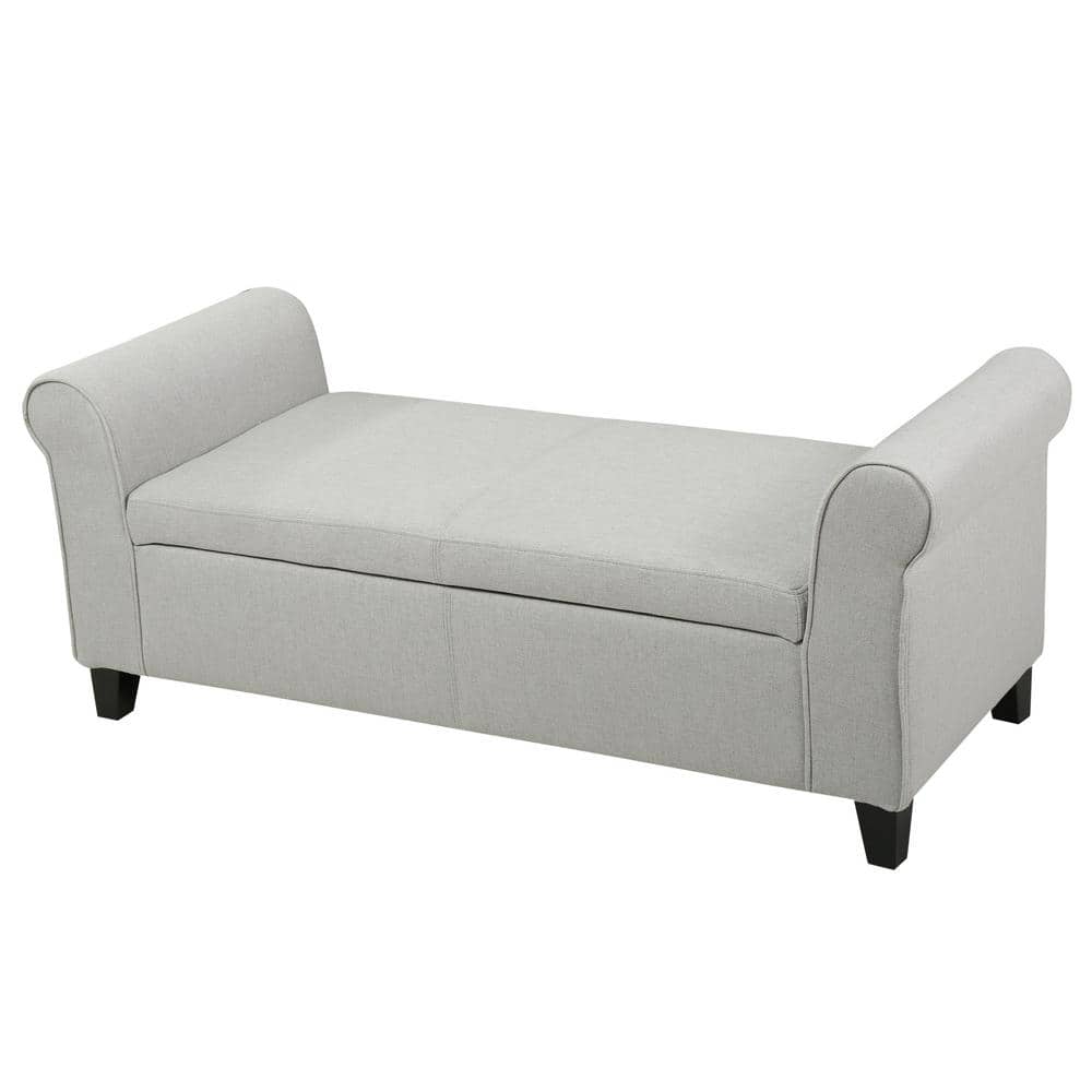 Noble House Jaelynn Light Gray Armed Storage Ottoman Bench 7775 - The ...