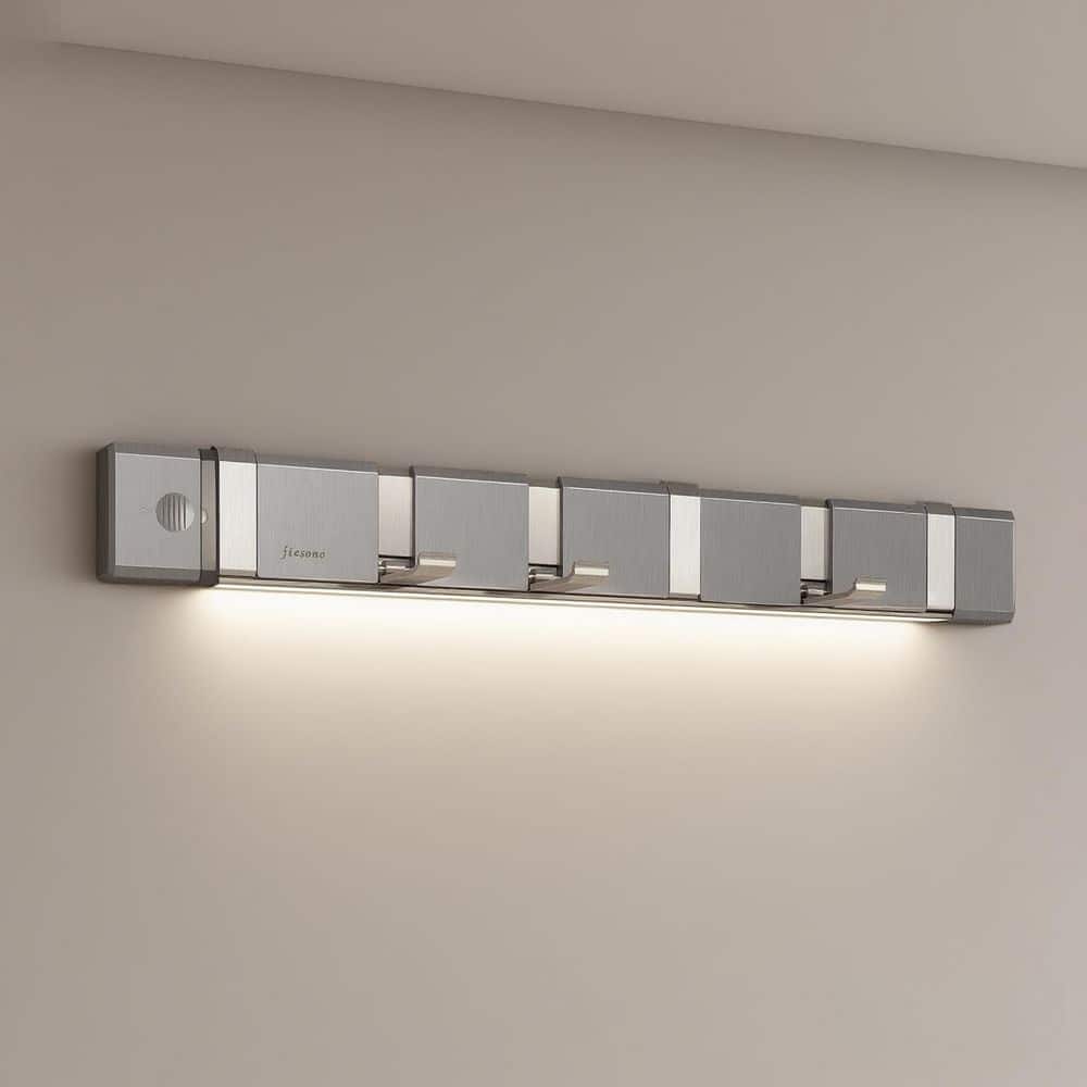 Concealed 6 J-Hook Robe/Towel Hook in Brushed Stainless Steel with LED ...