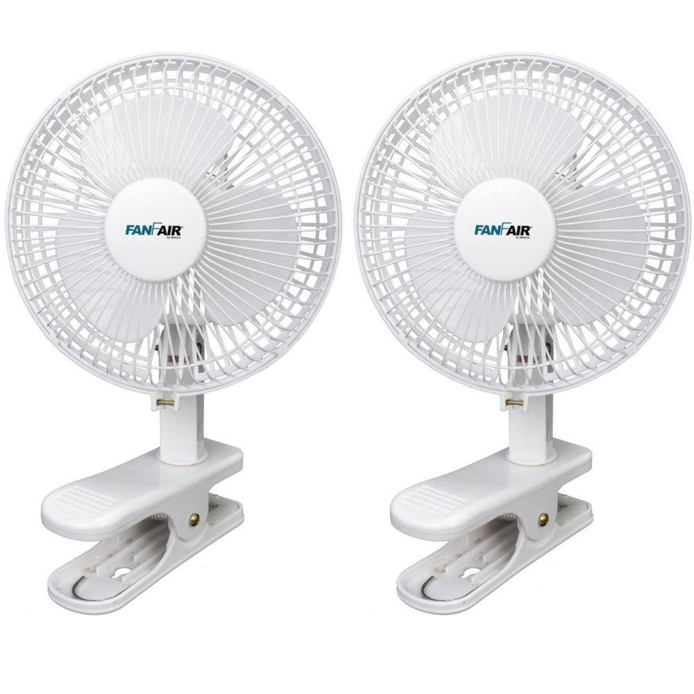 FANFAIR 2 PACK 6 in. 2 Speeds Clip Personal Fan in White MFPF610W2PK974 ...