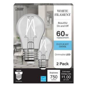 Feit Electric 60-Watt Equivalent B10 E12 Candelabra Dim White Filament Clear Glass Chandelier ...