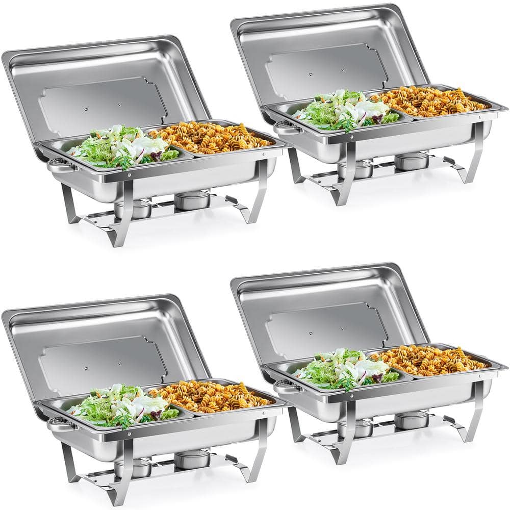 Wilprep 8 QT. 2-Pan Stainless Steel Rectangle Chafing Dish Buffet ...