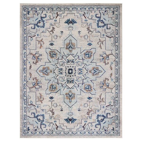 SAFAVIEH Madison Ivory/Light Blue 12 ft. x 15 ft. Distressed Border ...