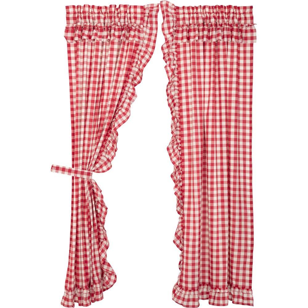 VHC BRANDS Annie Buffalo Check Red and White 40 in. W x 84 in. L ...