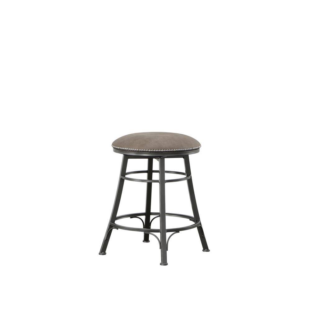 Steve Silver Bali 24 in. Metal Backless Swivel Grey Cushioned Counter ...