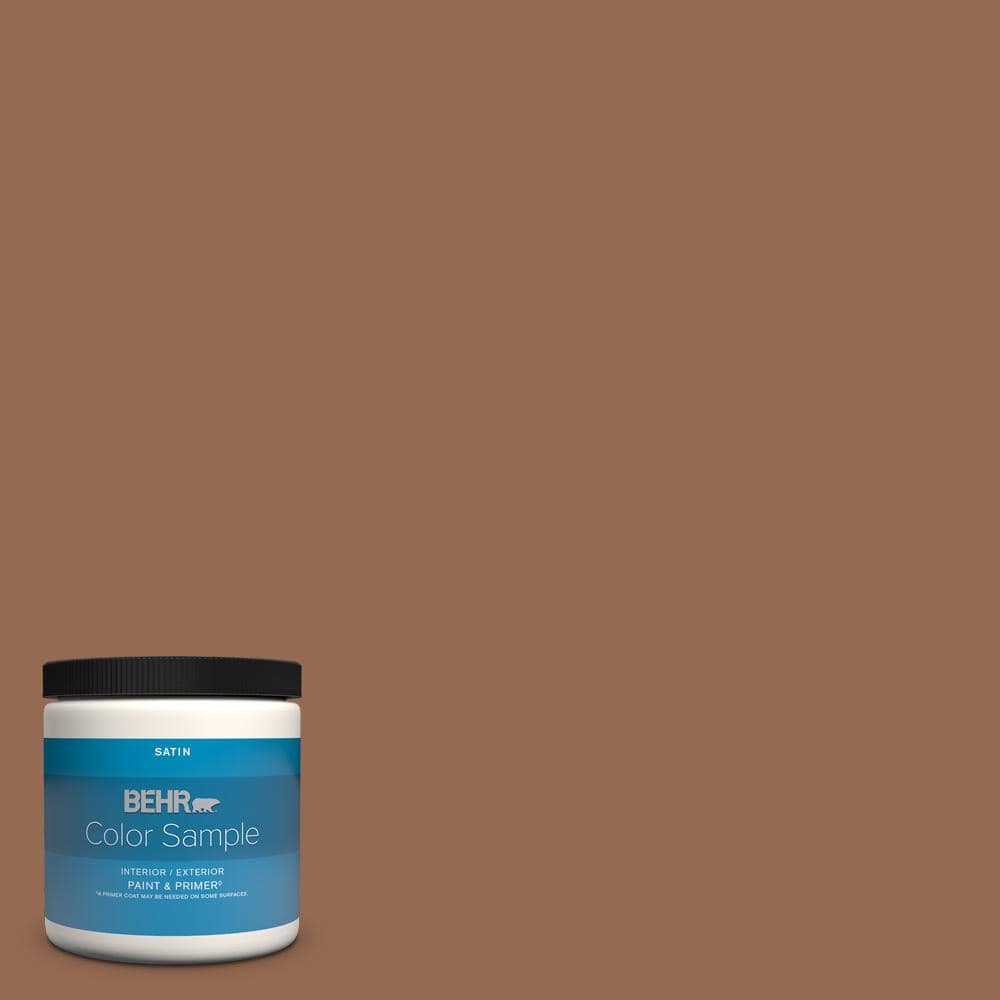 BEHR PREMIUM PLUS 8 oz. #240F-6 Sable Brown Satin Enamel Interior ...