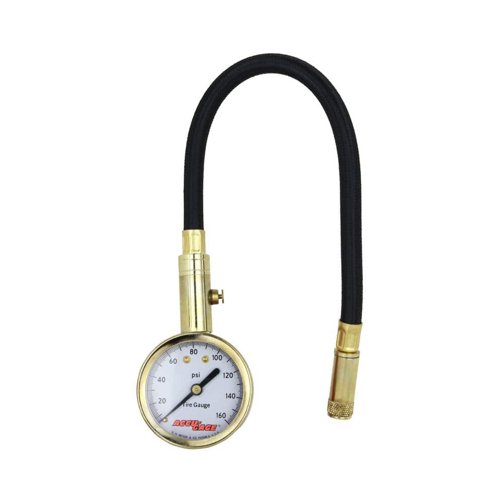 Accu-Gage Tire Pressure Gauge 11 in. Braided Air Hose Straight Air ...