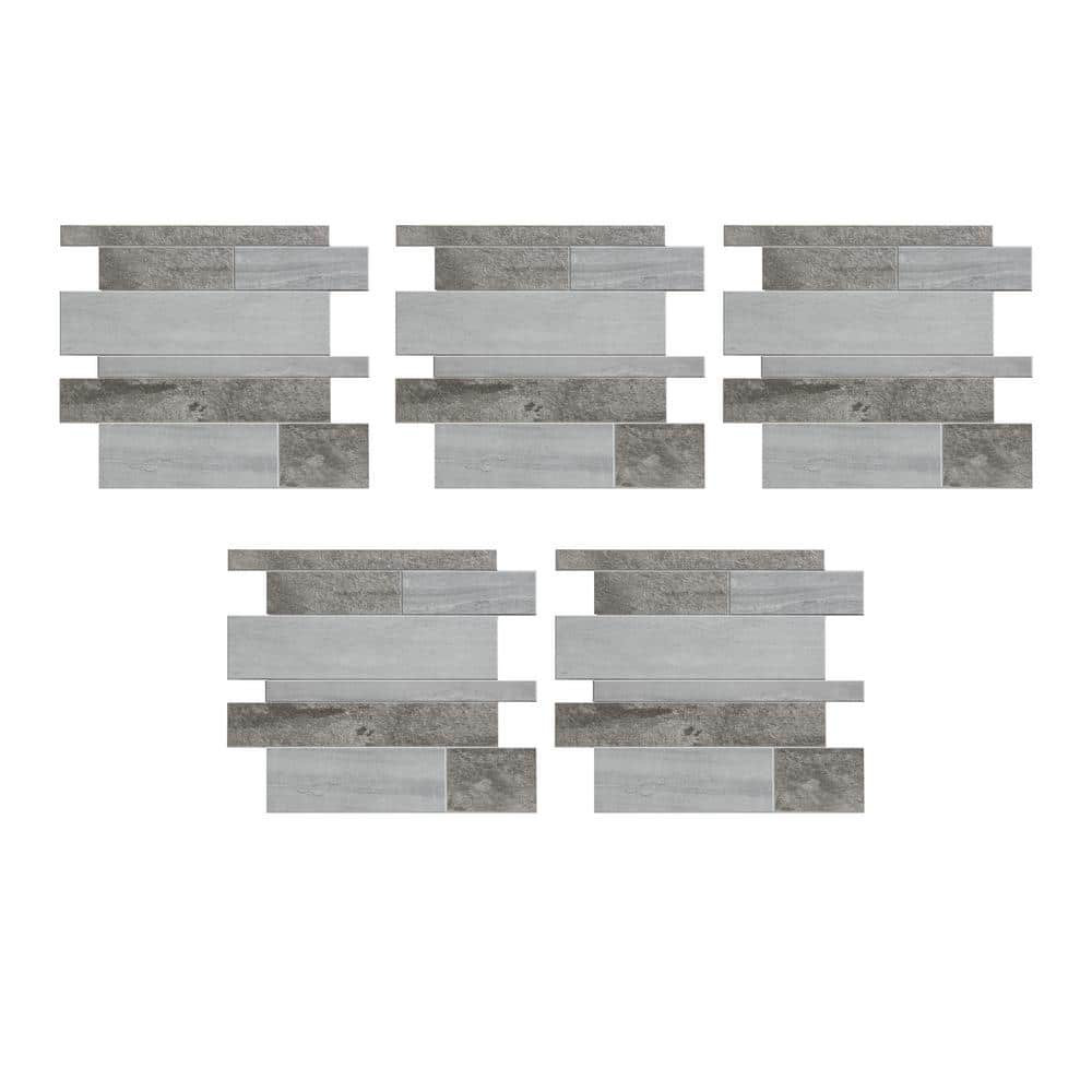 Aspect Collage 13.6 in. x 12 in. Mixed Gray Corridor Peel and Stick ...