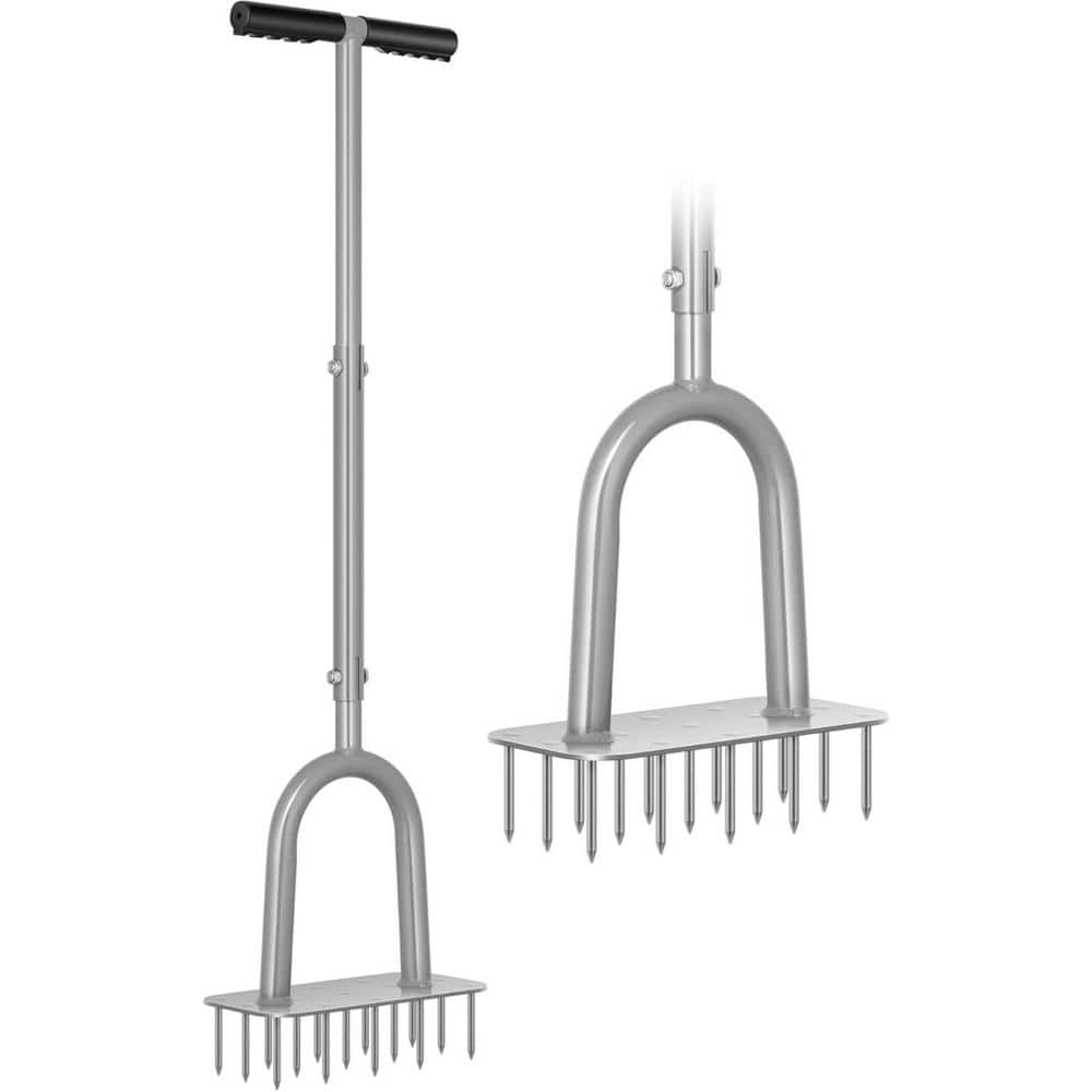 VIVOSUN 15-Tine Lawn Metal Spike Aerator with T-Handle, Wide Foot Bar ...