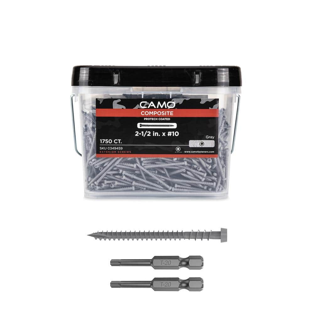CAMO #10 2-1/2 in. Gray Star Drive Trim-Head Composite Deck Screw (1750 ...