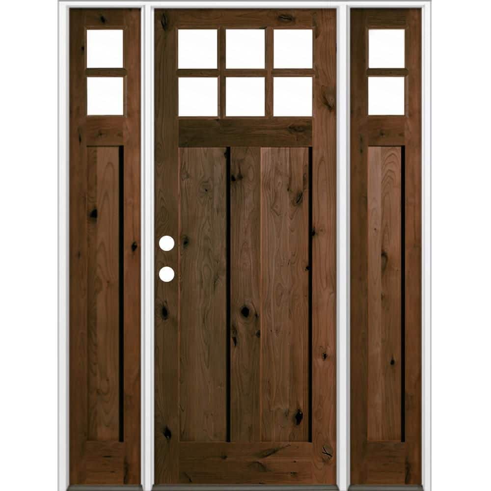 Krosswood Doors 70 in. x 96 in. Knotty Alder Right-Hand/Inswing 6 Lite ...
