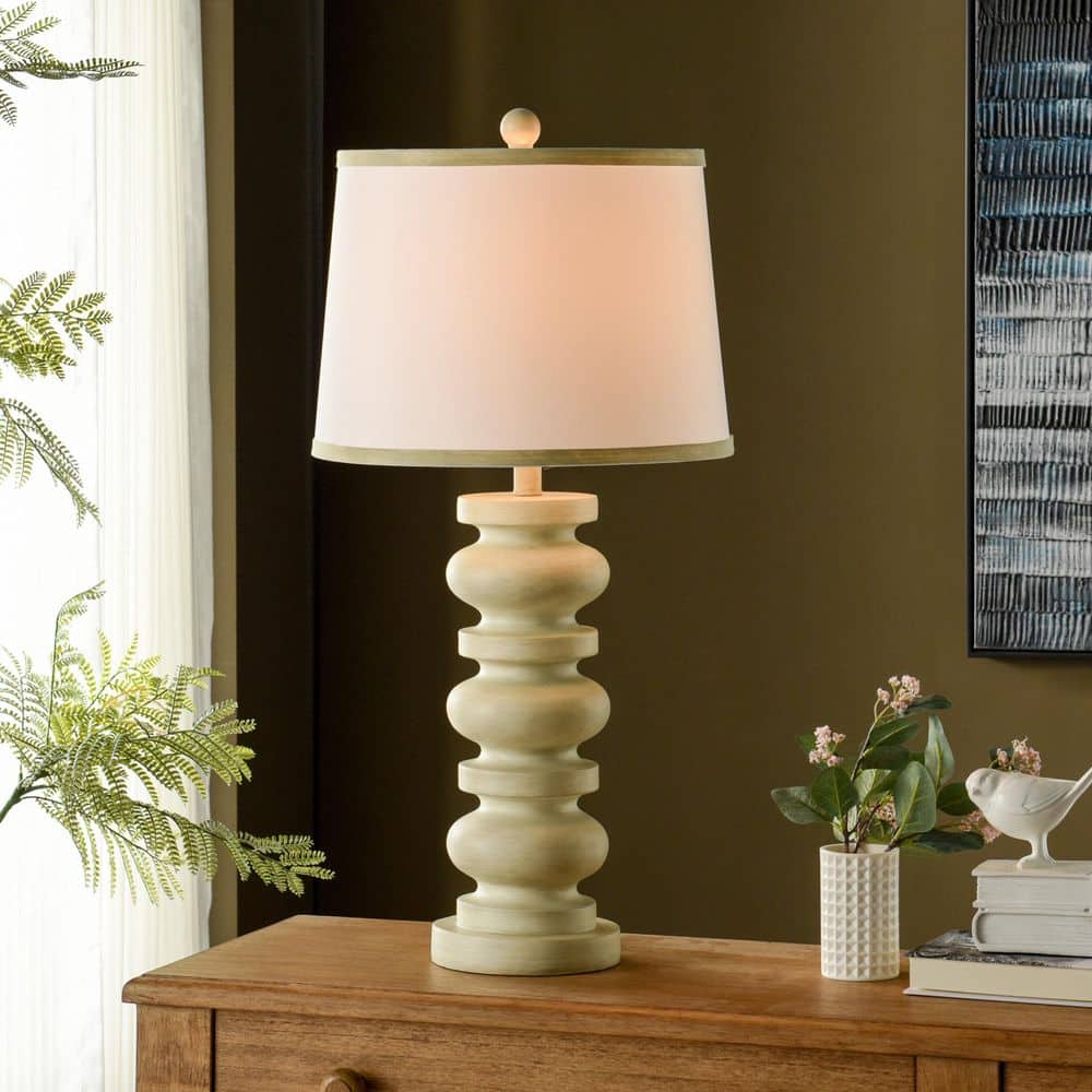 StyleCraft Abbott 30.5 in. White Contemporary Bedside Table Lamp for ...