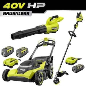 RYOBI 40V HP Brushless 21 in. Walk-Behind Multi-Blade Push Mower w ...