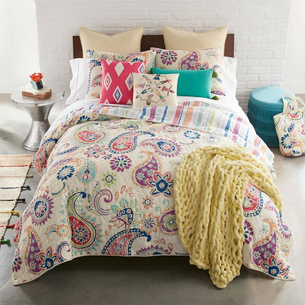 DONNA SHARP Cali Multicolor 3-Piece Microfiber Queen Quilt Set Y20306 ...