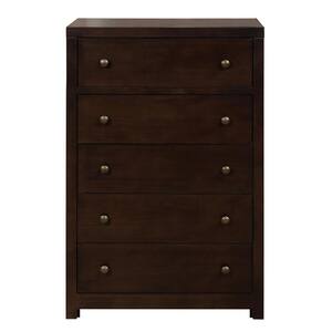 Furniture of America Polasca 5-Drawer Glossy Dark Pine Chest of Drawers ...
